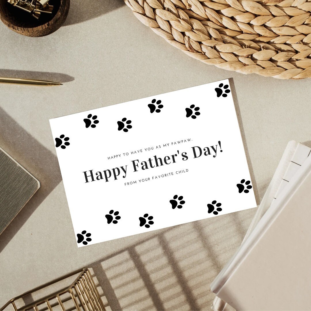 Printable Paw Paw Father's Day Card; Dog Dad Card - Etsy