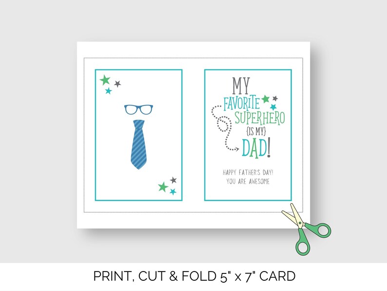 Printable Superhero Father's Day Kid's Card - Etsy