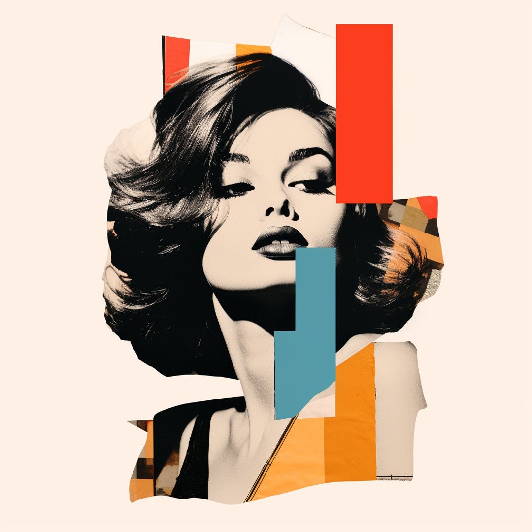 Collage Style, Magazine Cut Outs, Beautiful Woman, Minimal Design ...