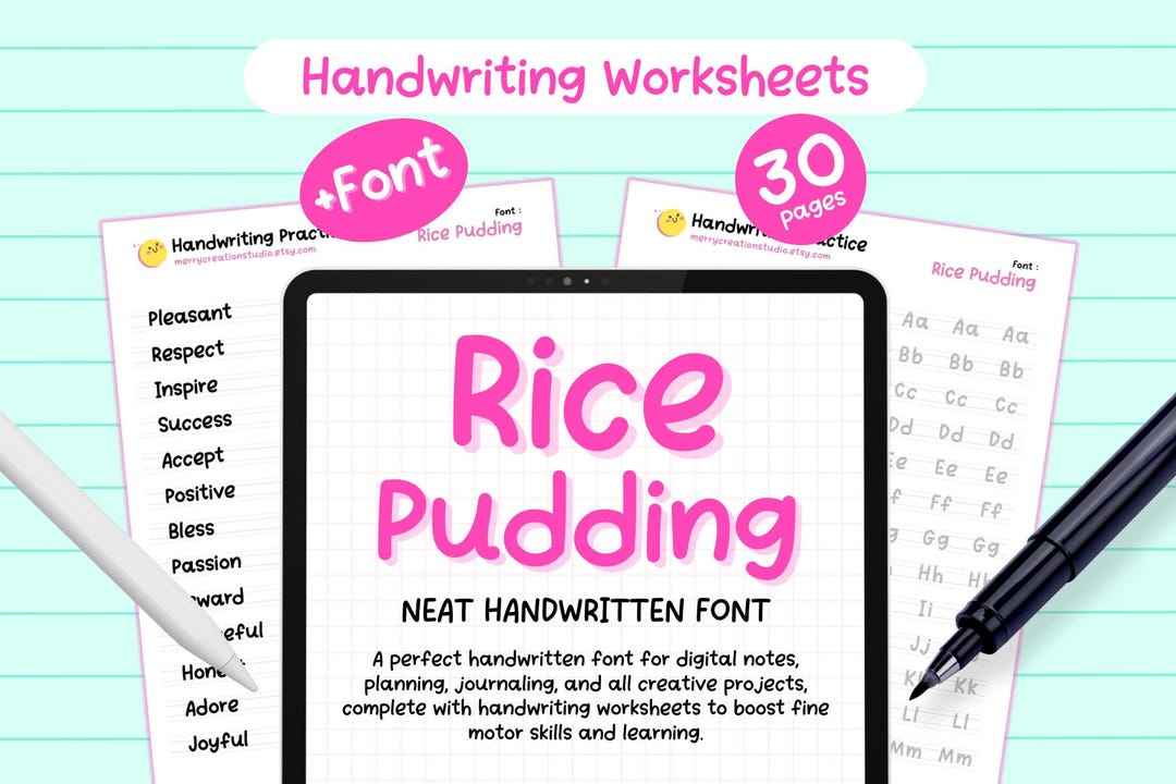 Neat Handwriting Practice Worksheet Cute Handwritten Font Goodnotes ...