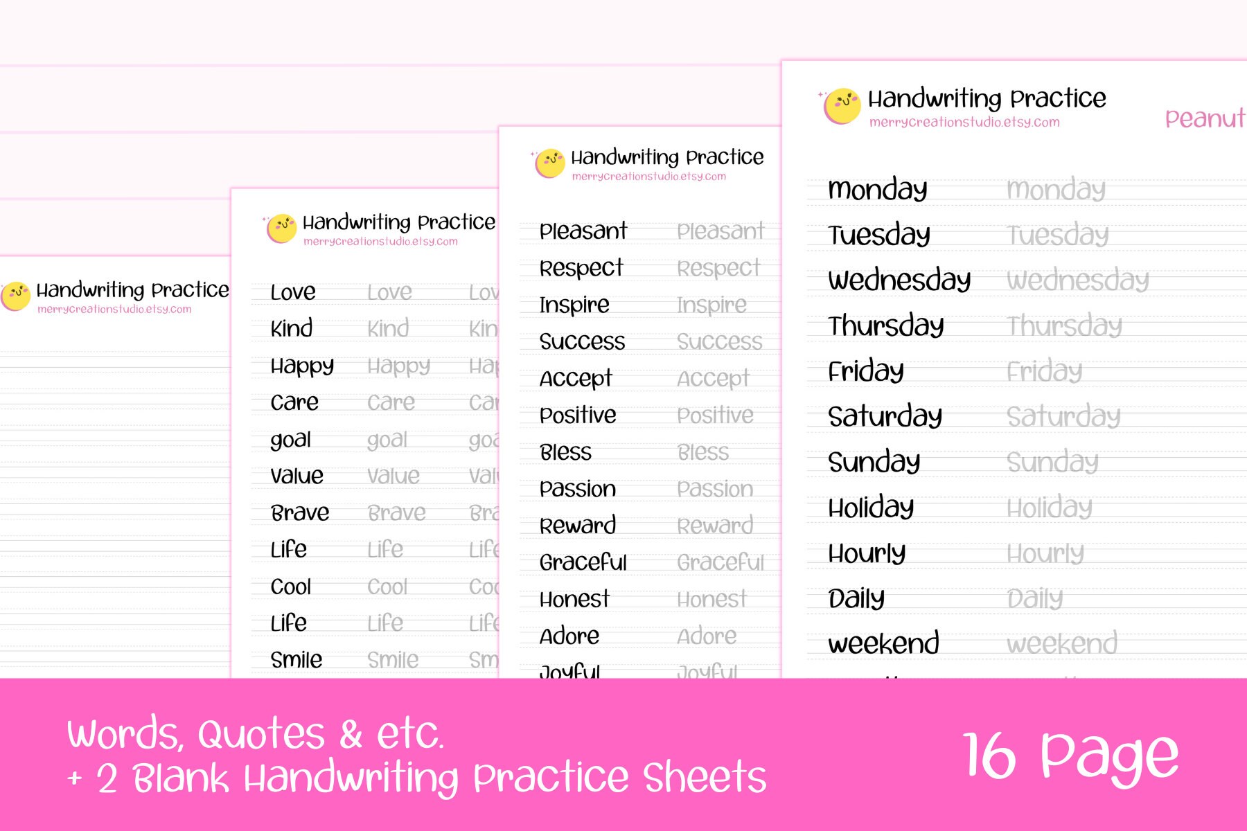 Peanut Butter Cute Handwriting Handlettering Sheet Penmanship Practice ...