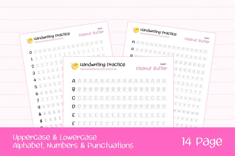 Peanut Butter Cute Handwriting Handlettering Sheet Penmanship Practice ...