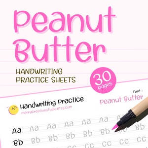 Peanut Butter Cute Handwriting Handlettering Sheet Penmanship Practice ...