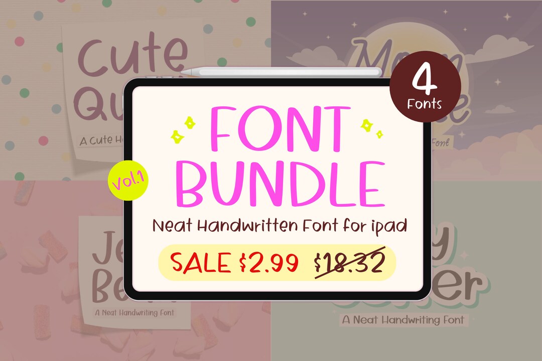 4 Font Bundle Handwritten Font Goodnotes Simple Font Study Digital Note ...
