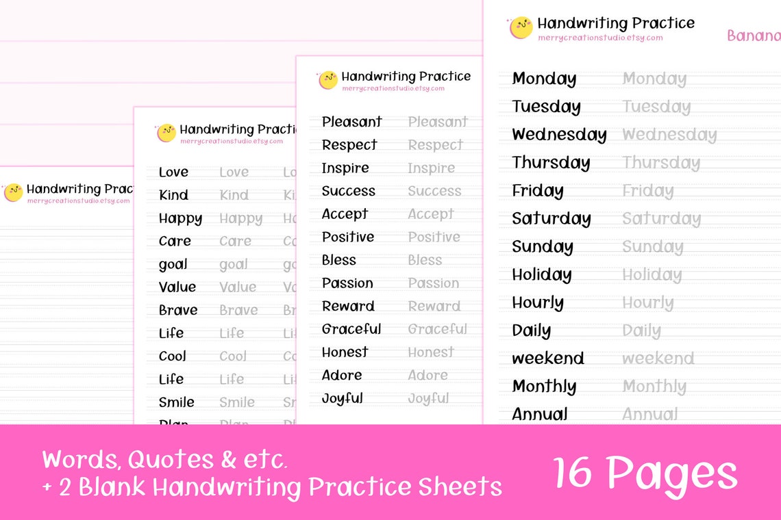 Neat Handwriting Hand Lettering Sheet Penmanship Practice,cute ...