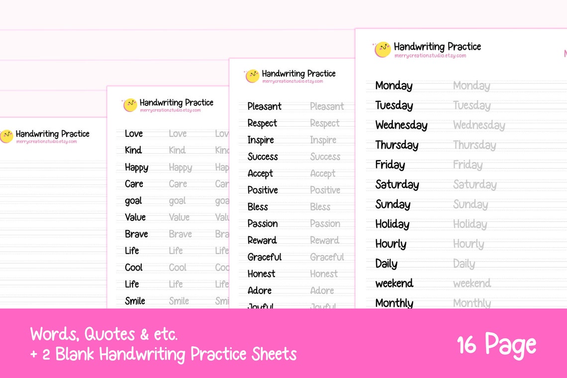 Cute Handwriting Hand Lettering Sheet Penmanship Practice,neat ...