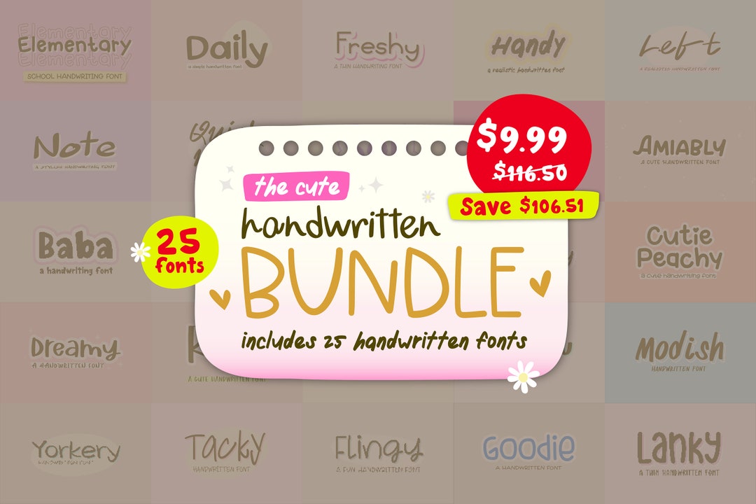 25 Font Bundle Handwritten Font Goodnotes Simple Font Study Digital ...
