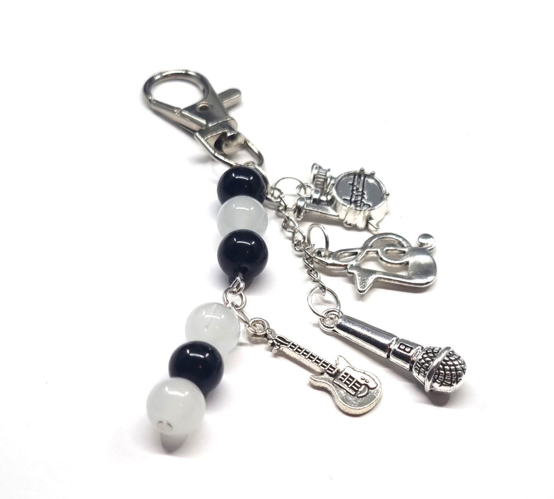Music Inspired Keyring With Instrument Charms - Etsy
