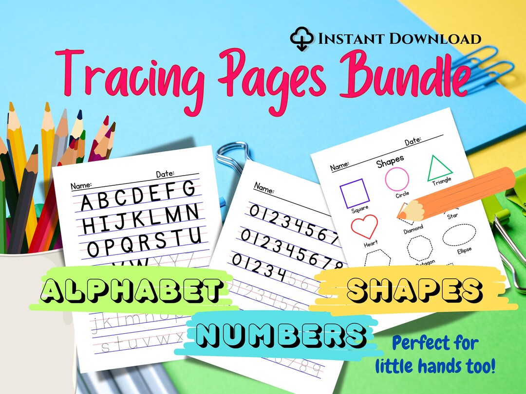 Preschool Learning Tracing Worksheets Bundle | Alphabet, Numbers ...