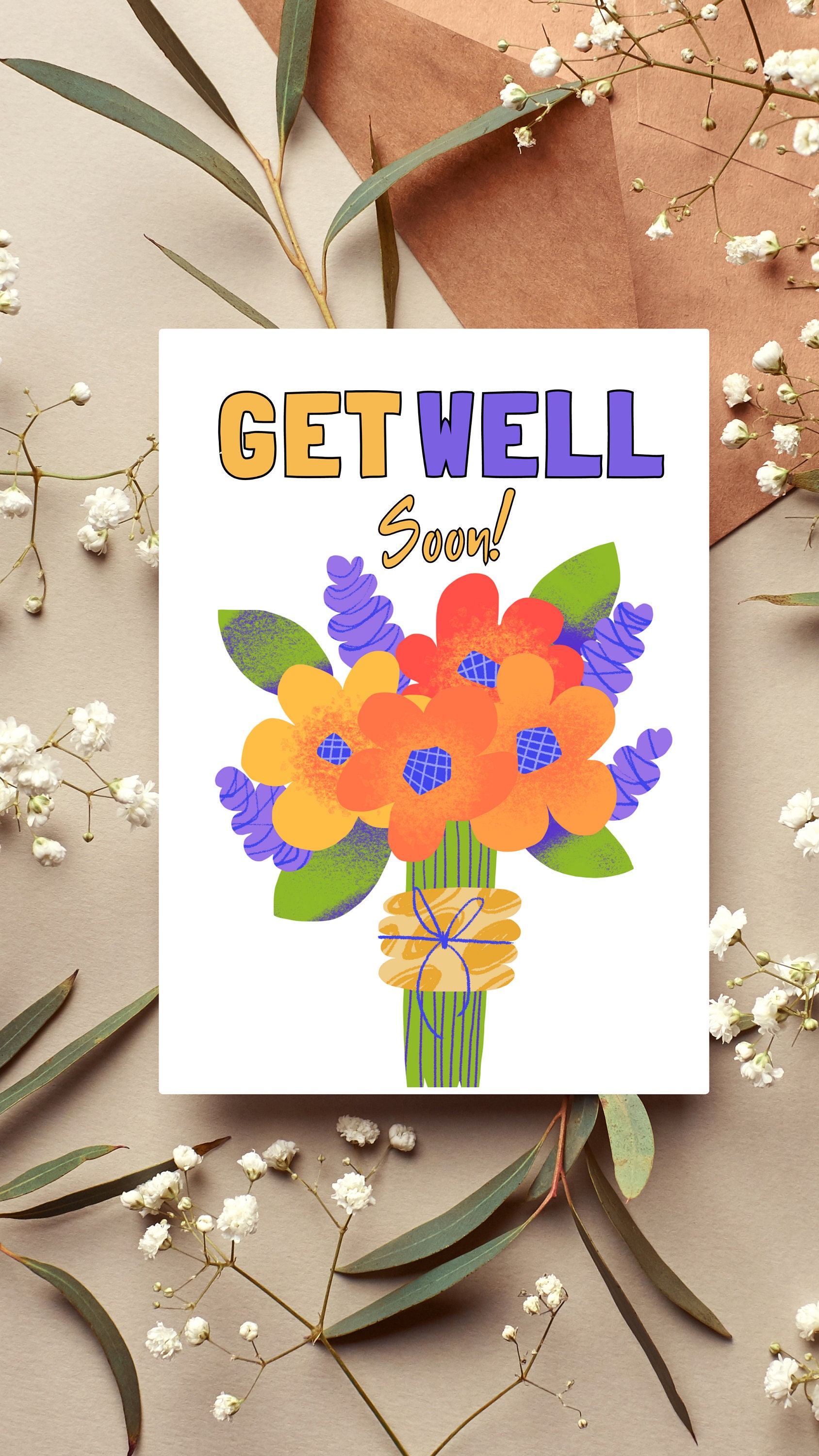 Get Well Soon Card, Printable Card, Greeting Card, Instant Digital ...