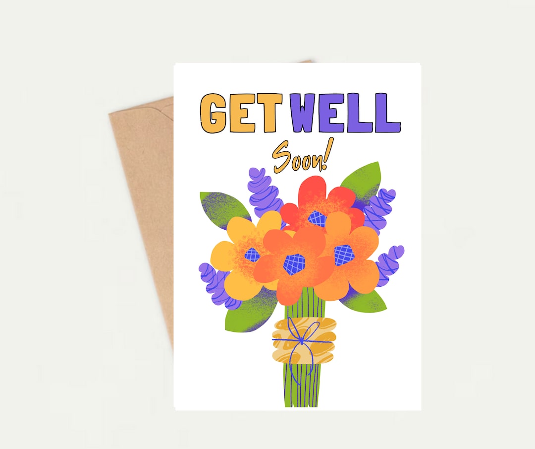 Get Well Soon Card, Printable Card, Greeting Card, Instant Digital ...