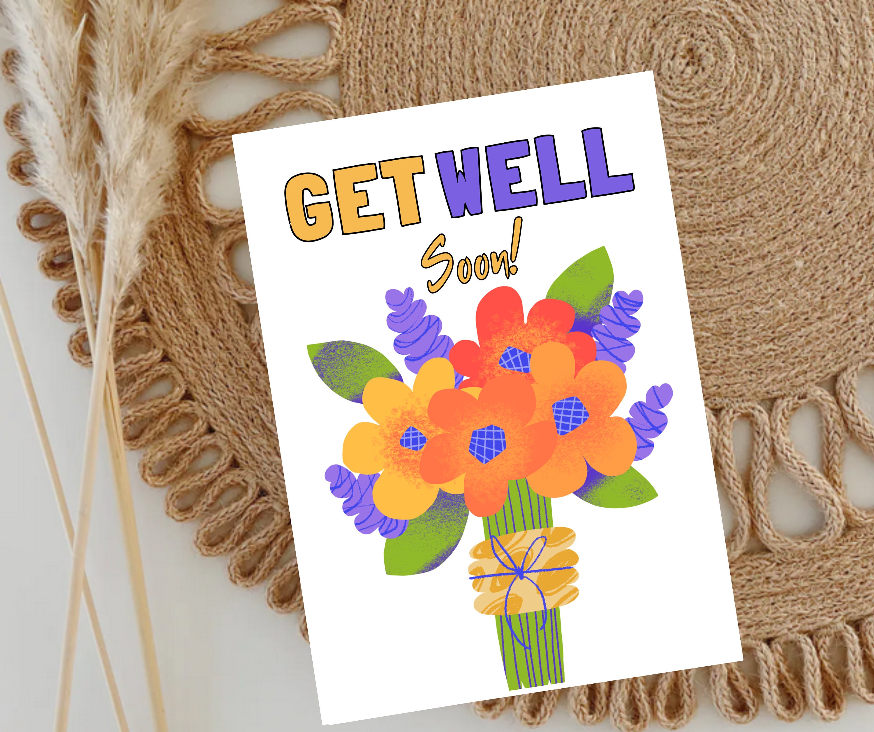 Get Well Soon Card, Printable Card, Greeting Card, Instant Digital ...