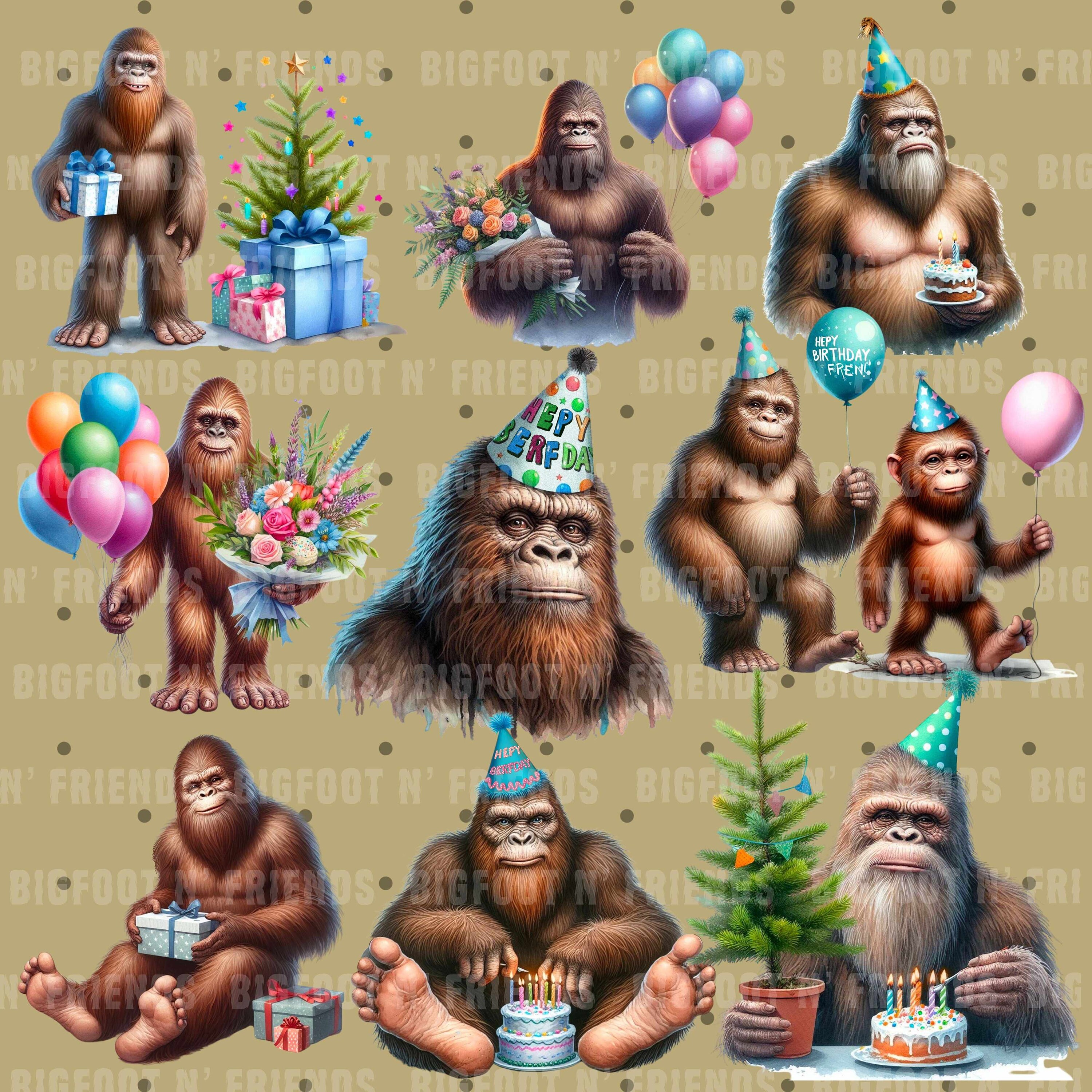 Watercolor Bigfoot Birthday Clip Art Bundle | 43 Pngs | Decorations ...