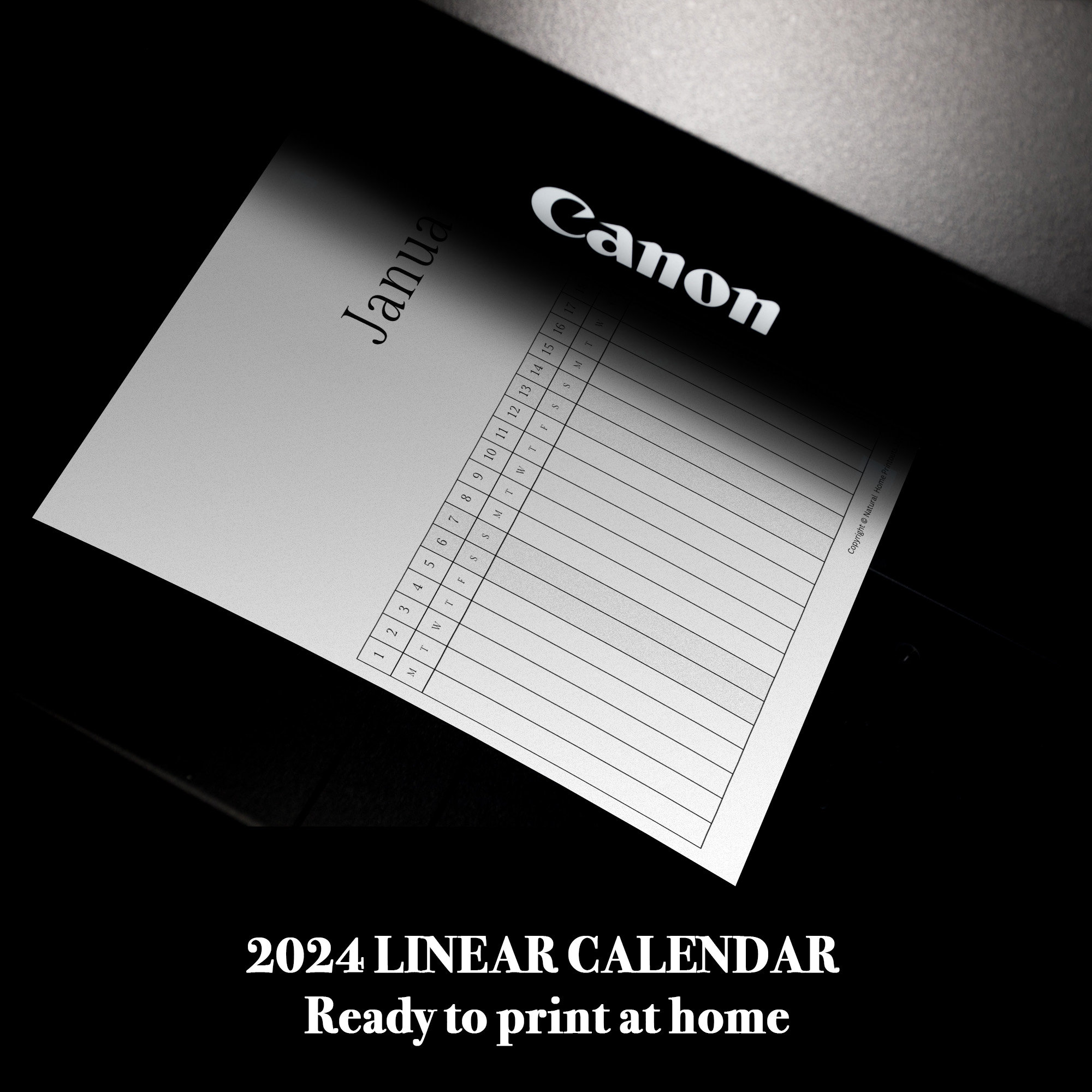 2024 Linear Calendar A4 and US Letter - Etsy