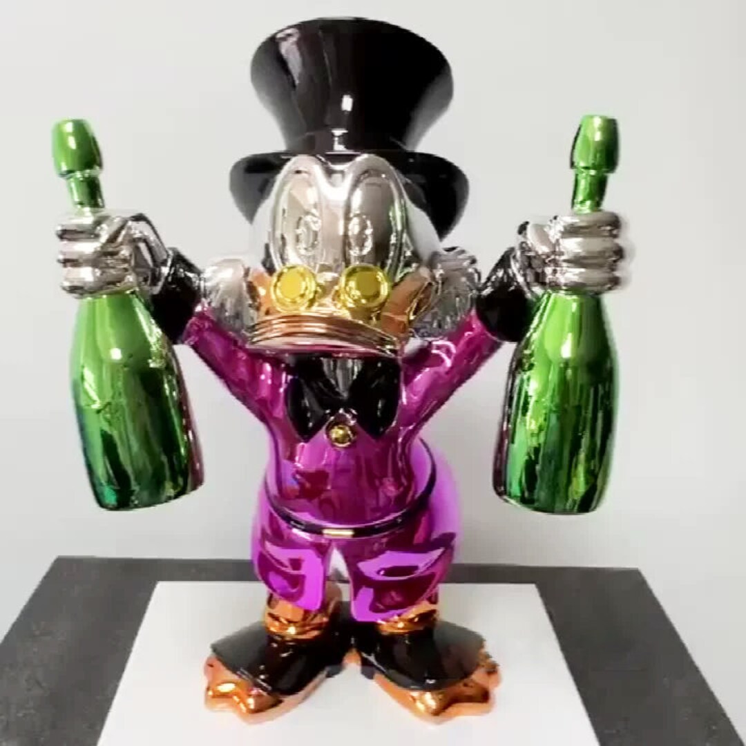 Champagne Duck Sculpture / Statue. Purple With Green Bottle. Pop Art ...