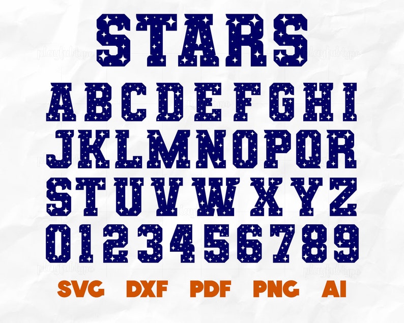 Stars Font SVG: Galaxy Alphabet & Numbers, Birthday Clipart (digital ...