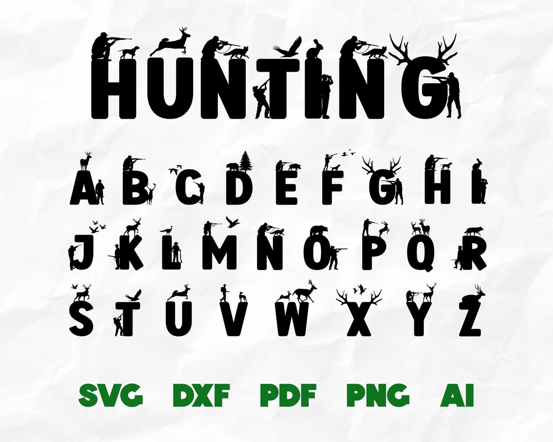 Hunting Font SVG Hunter Alphabet, Deer Hunter Letters, Camping Quotes ...