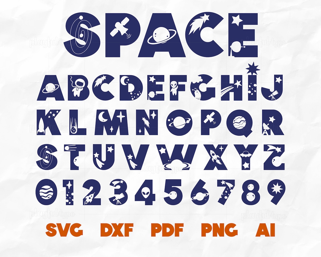 Space Alphabet SVG | Space Font Svg, Astronaut Font, Cosmic Kids ...