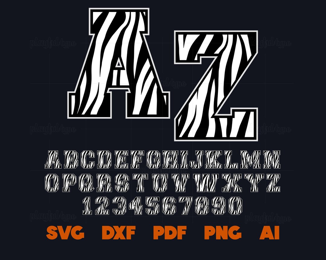 Zebra Font SVG | Varsity Jungle Letters PNG, Wild Animal Print Alphabet ...