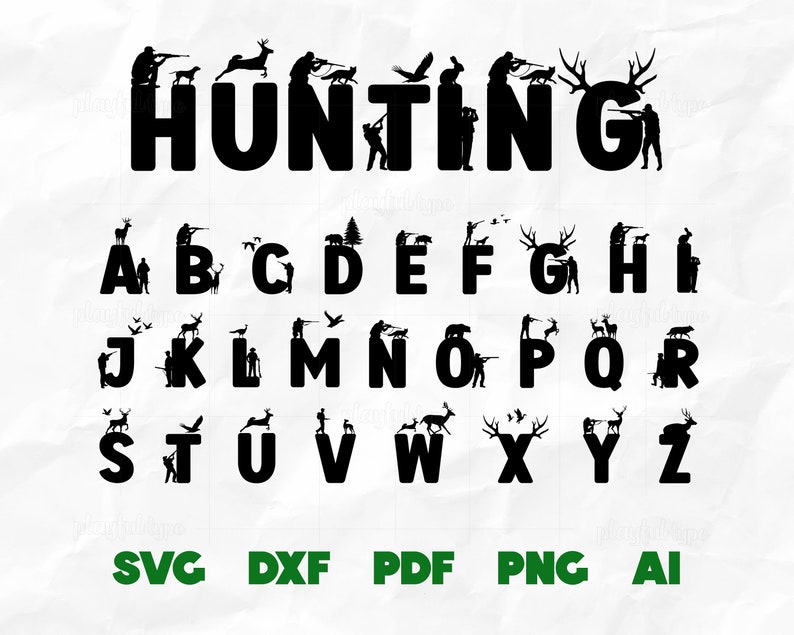 Hunting Font SVG: Deer Hunter Alphabet, Camping (digital Files) - Etsy