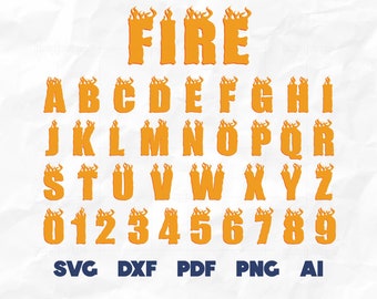 Firefighter Alphabet SVG | Flame Font Svg, Fire Font, Birthday Letters ...