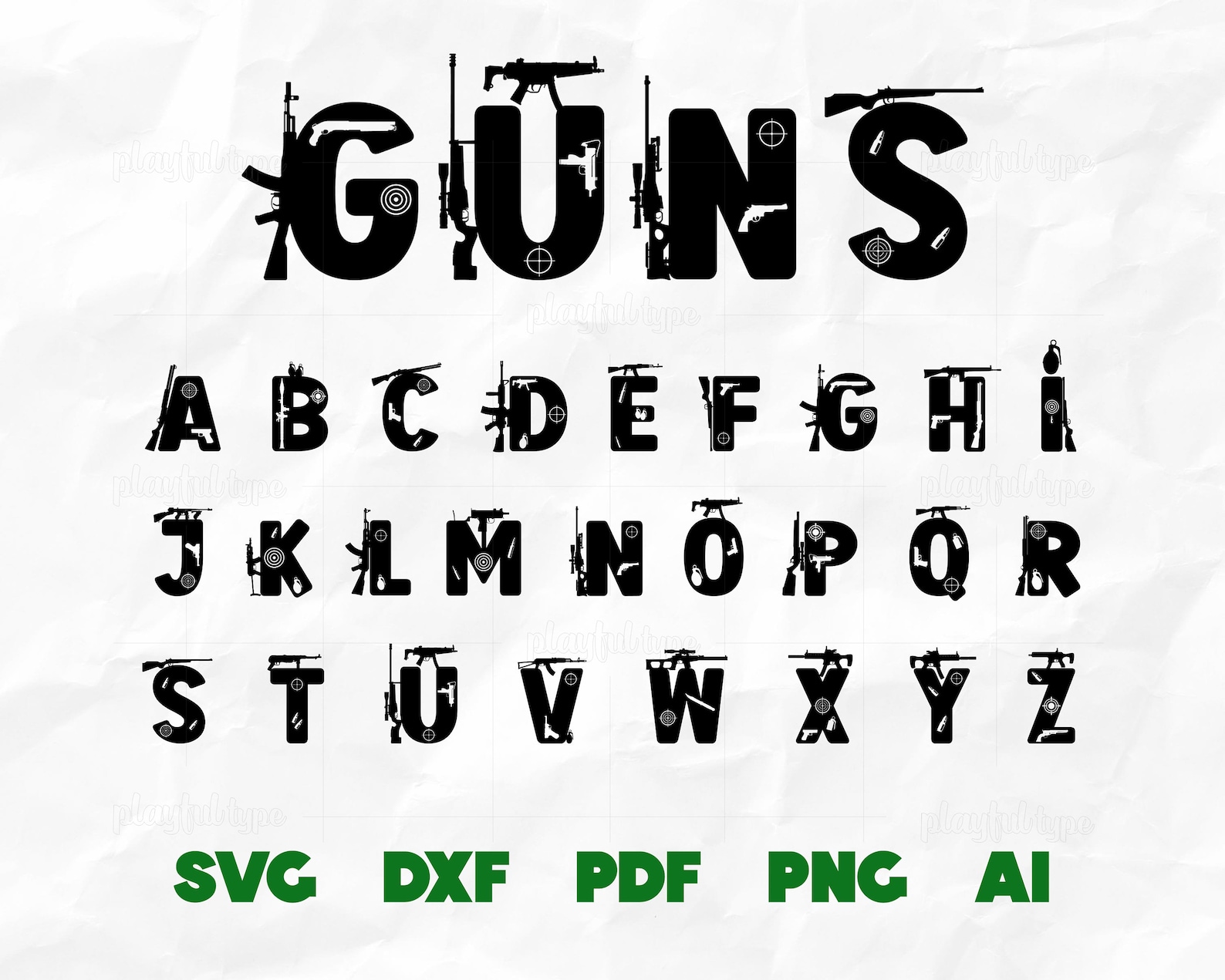 Guns Font SVG | Gun Alphabet Svg, Gun Rights Letters, 2nd Second ...