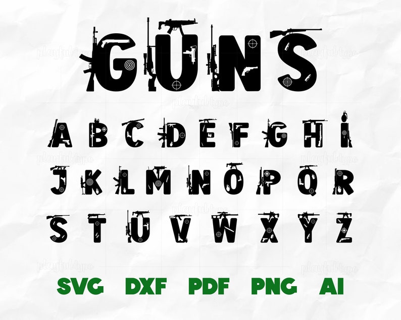 Guns Font SVG | Gun Alphabet Svg, Gun Rights Letters, 2nd Second ...