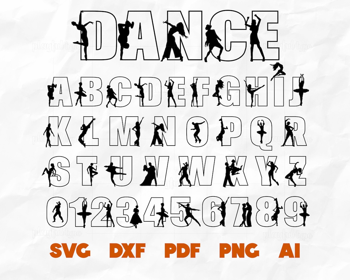 Dance Alphabet SVG: Dancer Font, Letters, Numbers (cut Files) - Etsy