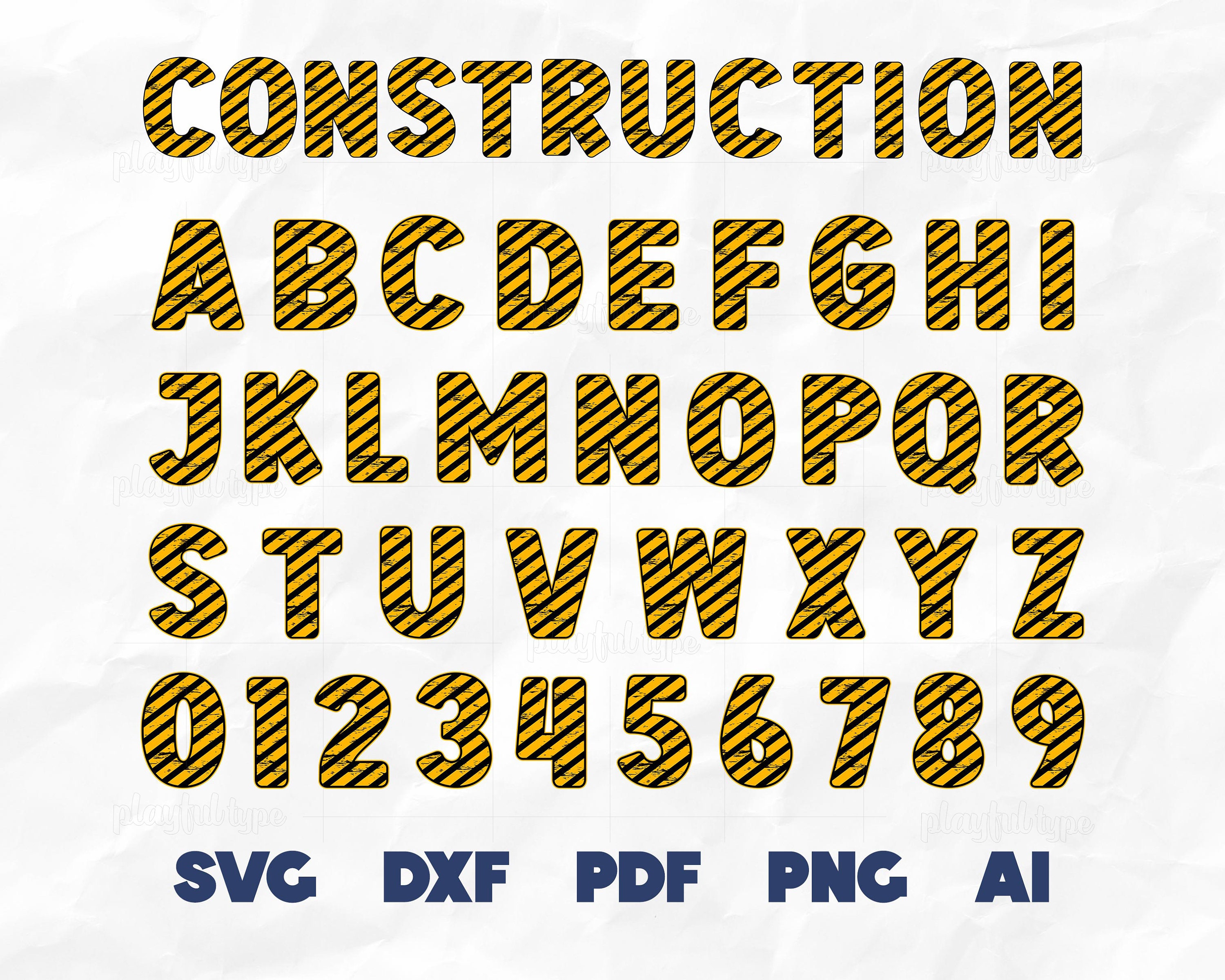 Construction Alphabet SVG: Stripes Font, Road Letters (cut Files) - Etsy