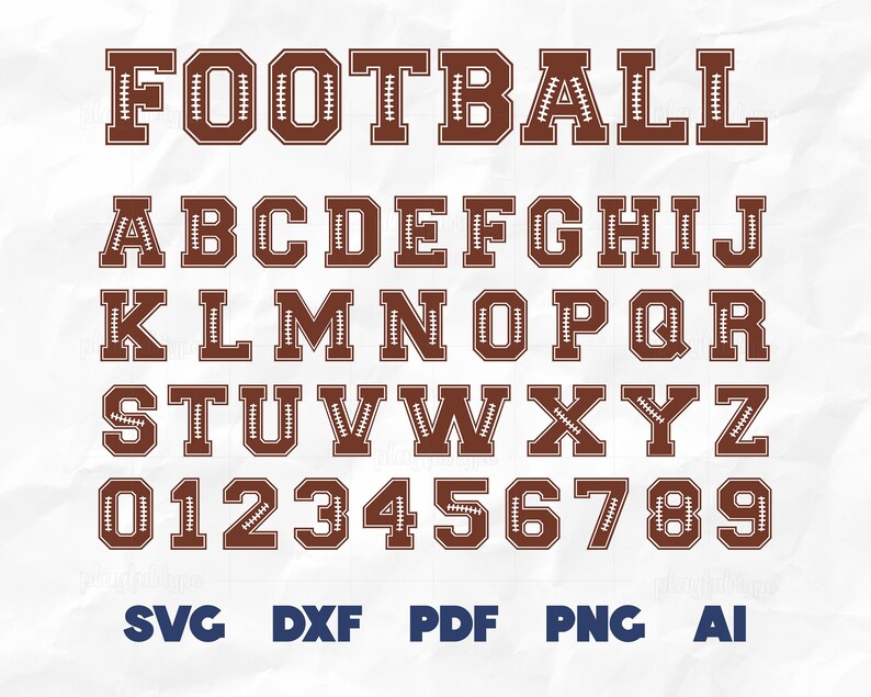 Football Alphabet SVG Football Font Svg, College Varsity Font, American ...