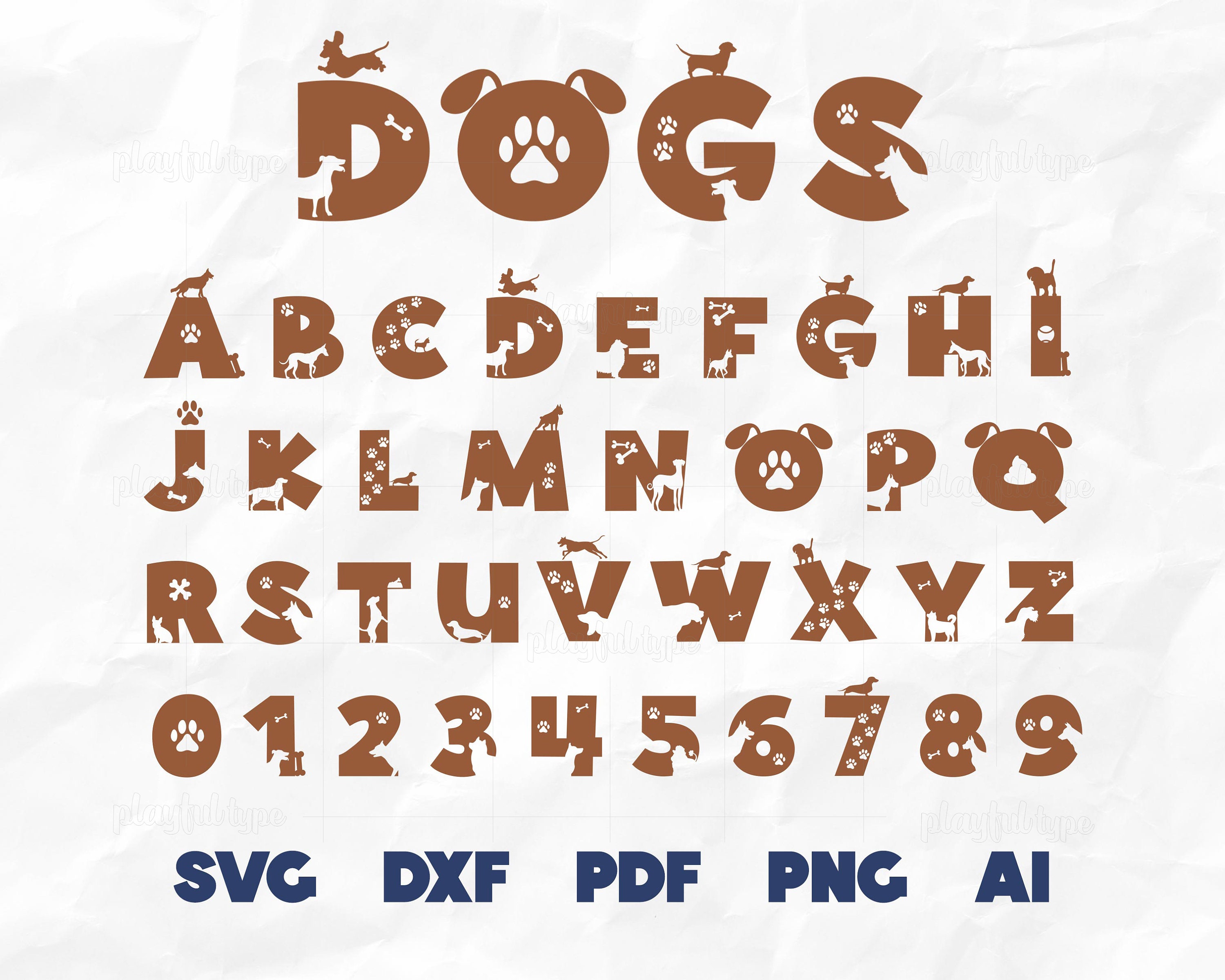 Dog Font SVG | Dog Mom Alphabet, Paws Font, Dog Letters Silhouette, Pet ...