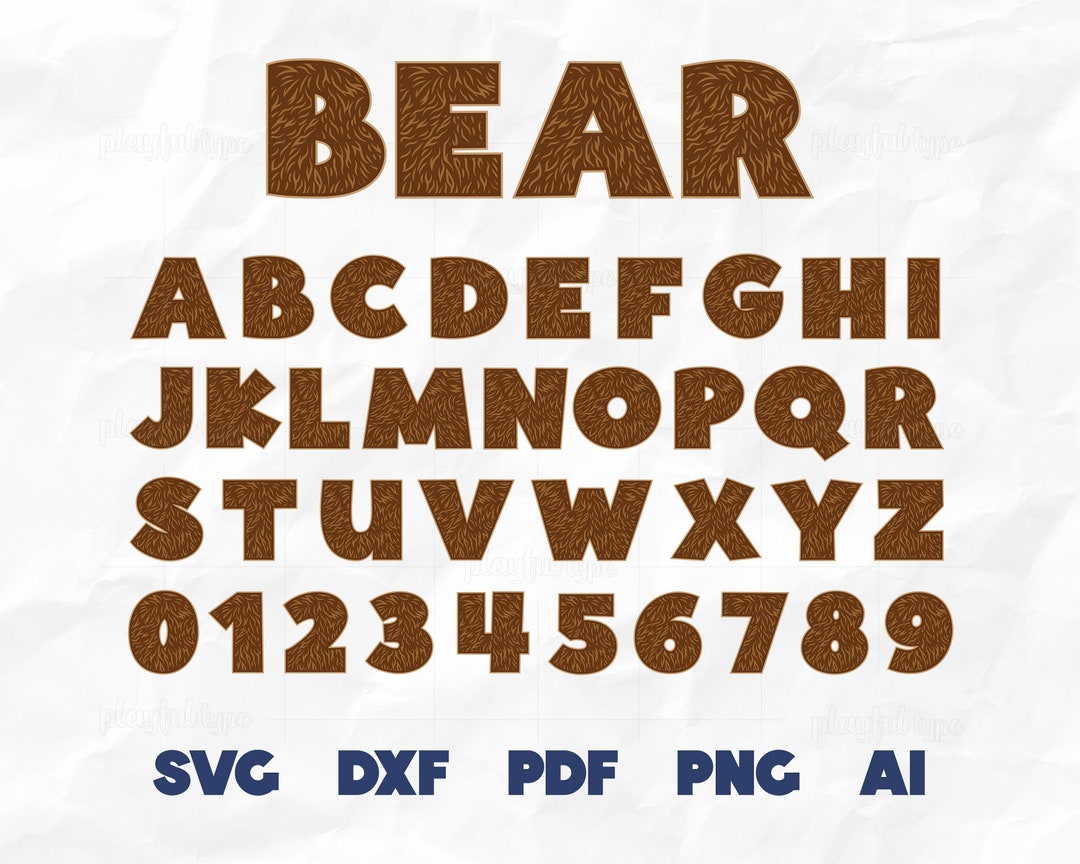 Bear Font SVG | Fur Letters, Dog Numbers, Bear Alphabet, Wild Life ...