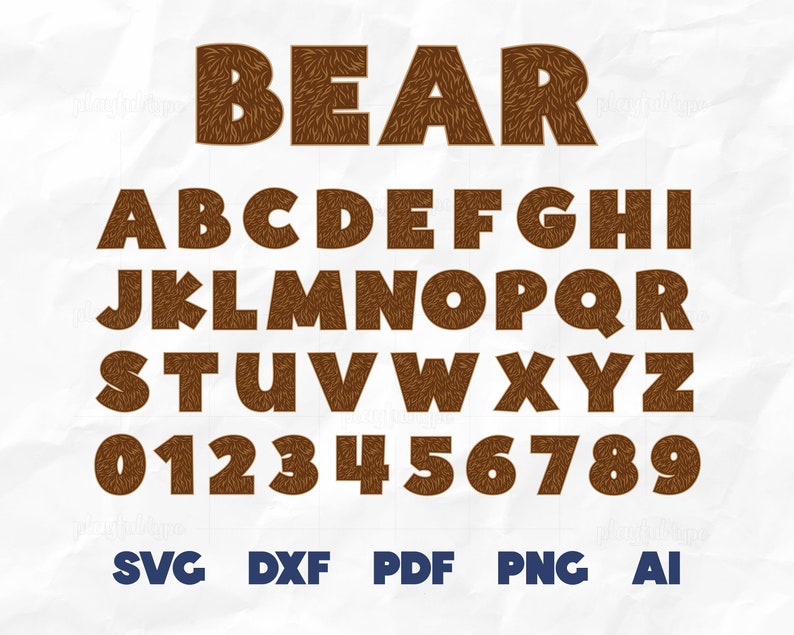 Bear Font SVG: Furry Alphabet & Numbers (digital Download) - Etsy