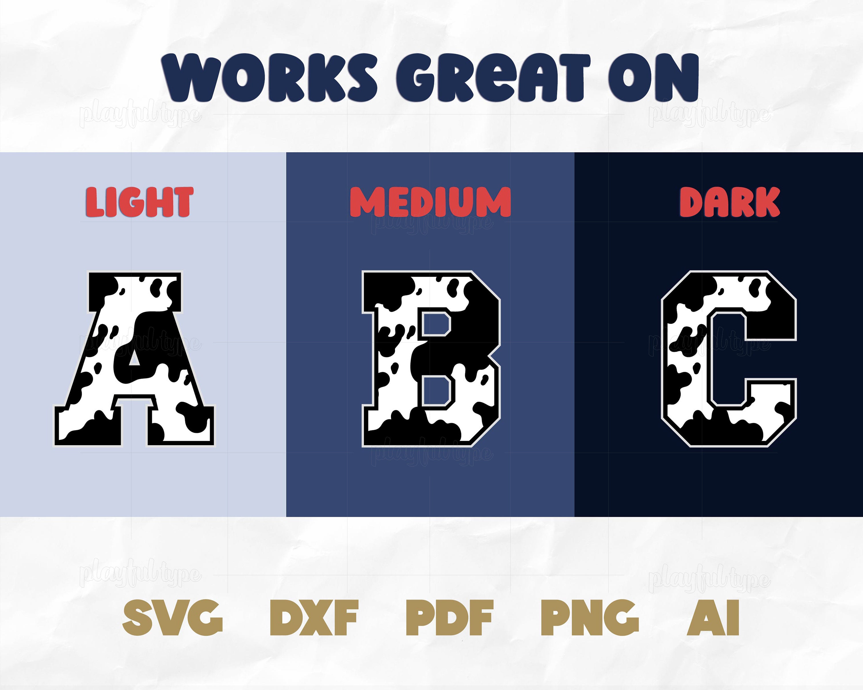 Cow Font SVG | Varsity Farm Animals Letters, Animal Print Alphabet ...