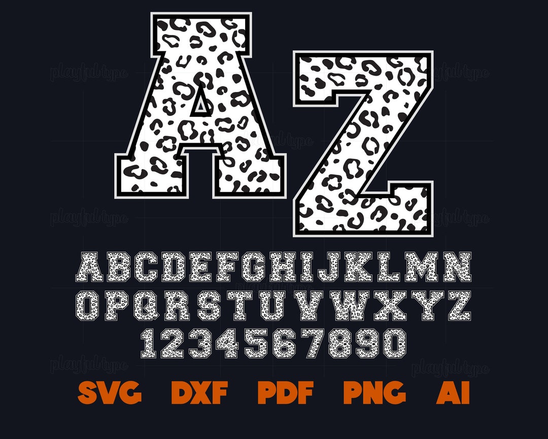 Leopard Print Font SVG: Cheetah Varsity Letters, Animal Alphabet ...