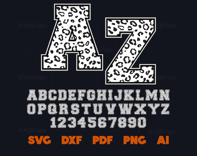 Leopard Print Lowercase Letters SVG/PNG Clipart Alphabet and Numbers ...