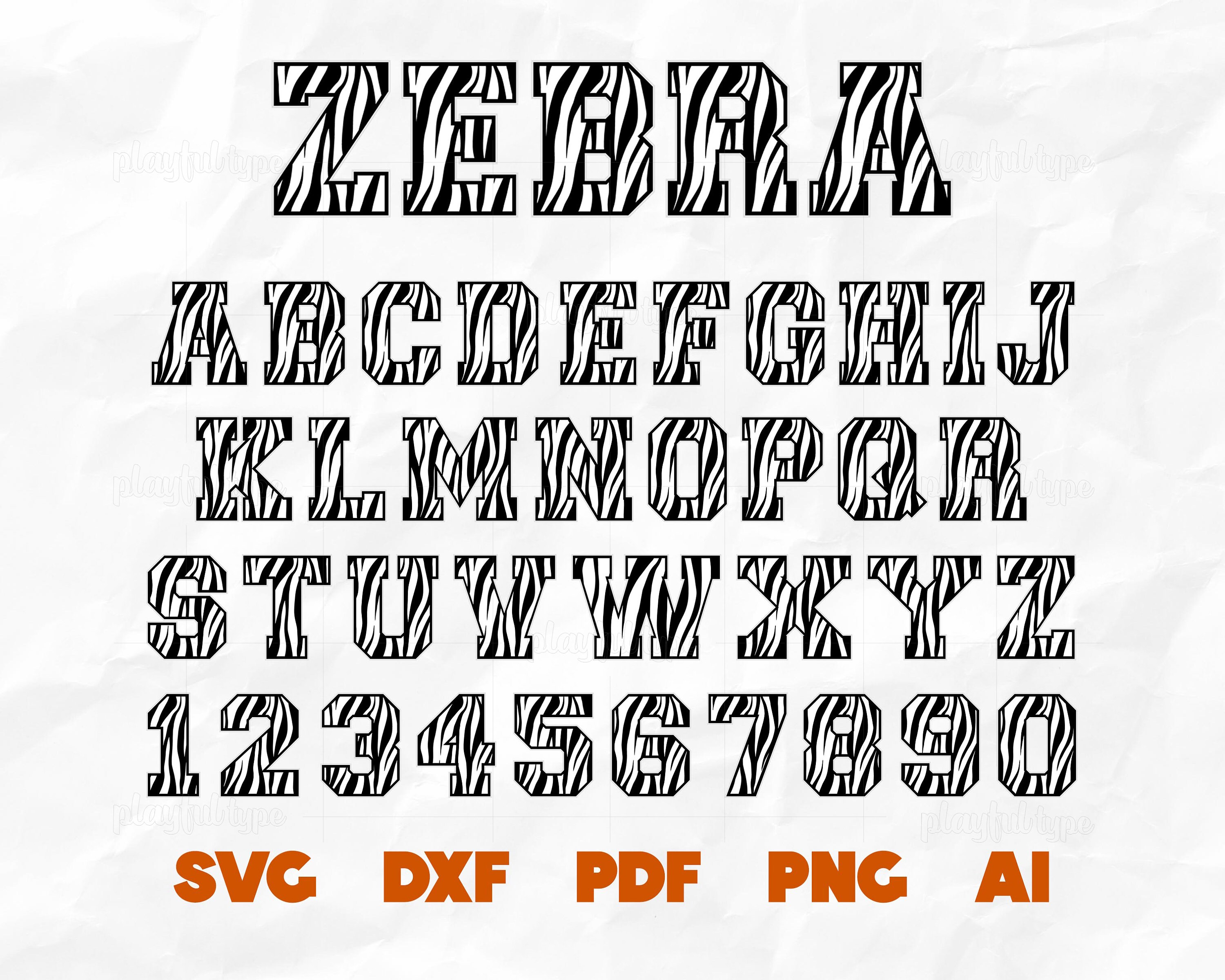 Zebra Font SVG | Varsity Jungle Letters PNG, Wild Animal Print Alphabet ...