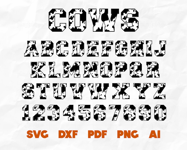Cow Font SVG | Varsity Farm Animals Letters, Animal Print Alphabet ...