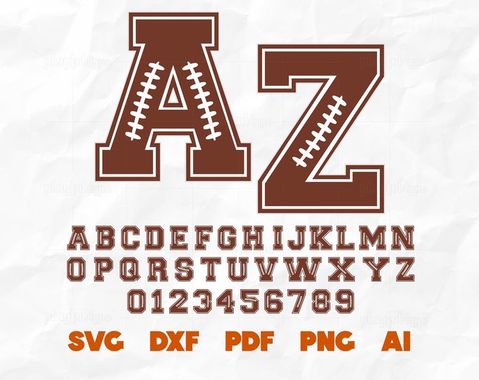 Football Font SVG | Football Alphabet Svg, College Varsity Font ...