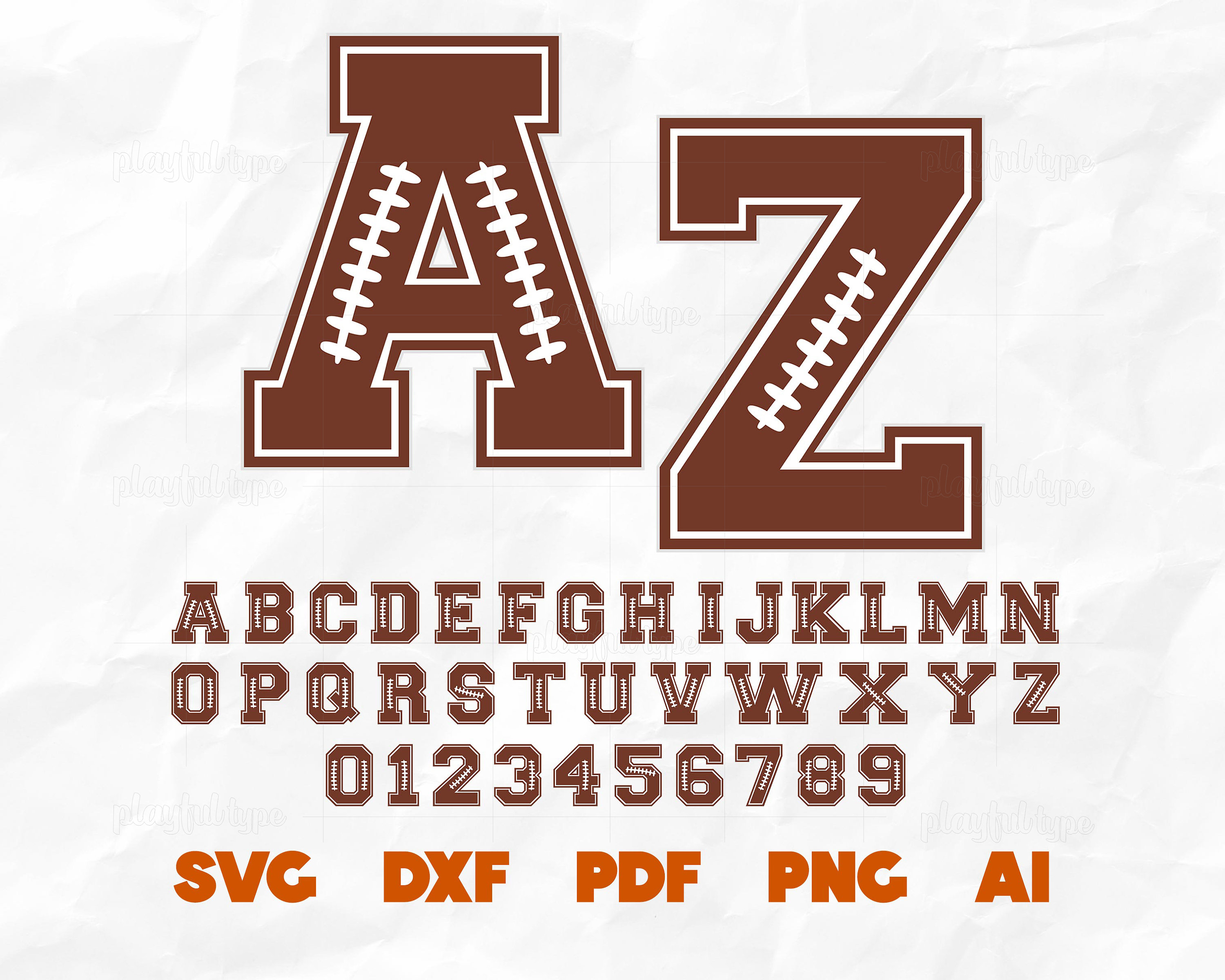 Football Alphabet SVG Football Font Svg, College Varsity Font, American ...