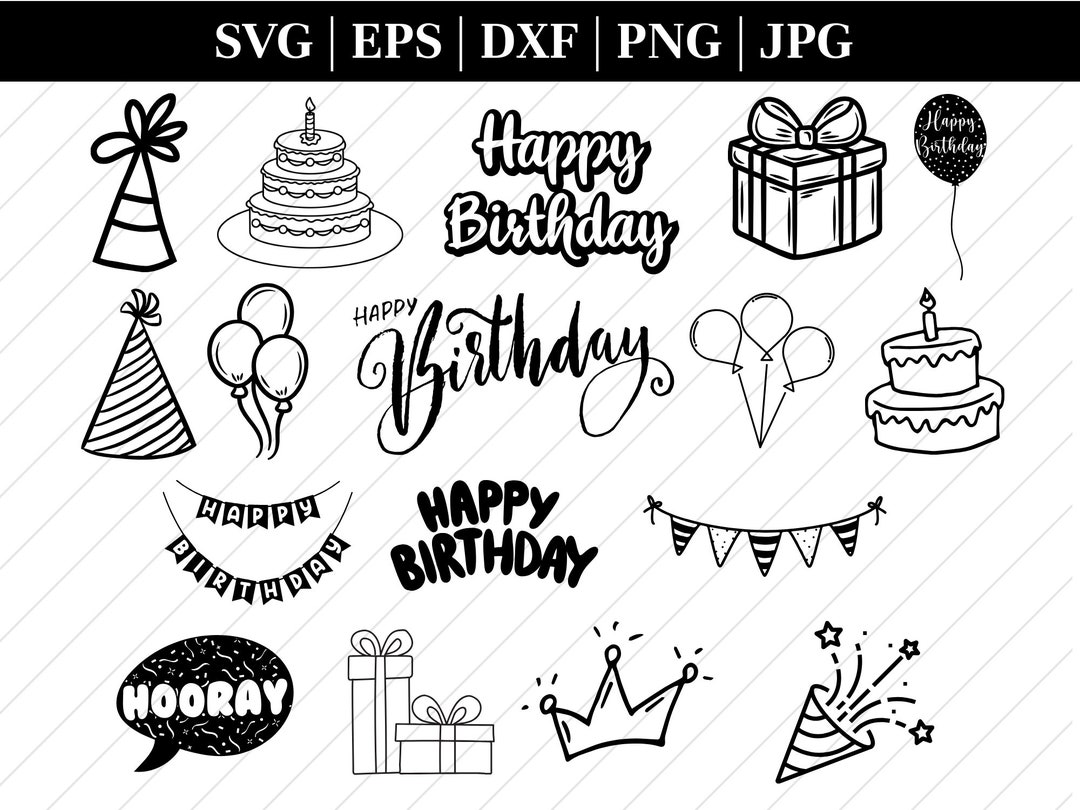Birthday Doodle SVG Bundle, Birthday SVG, Birthday Girl Svg,birthday ...