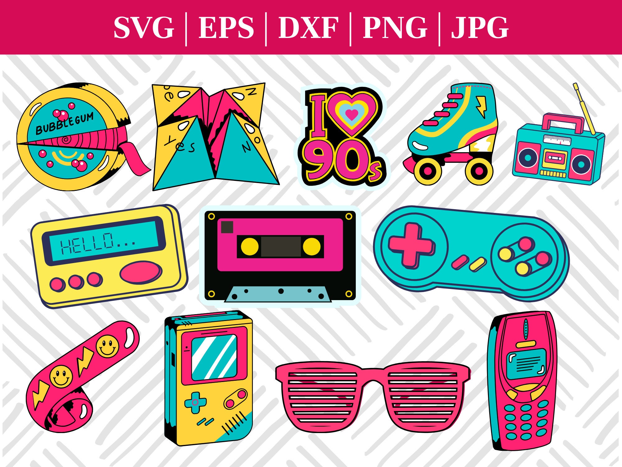 90s SVG, 90s PNG, I Love the 90s Svg, I Love the 90s Png, 90's Svg, 90s ...