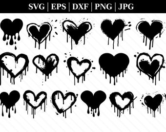 Melting Heart SVG, Black Dripping Heart Clipart, Heart Cut File ...