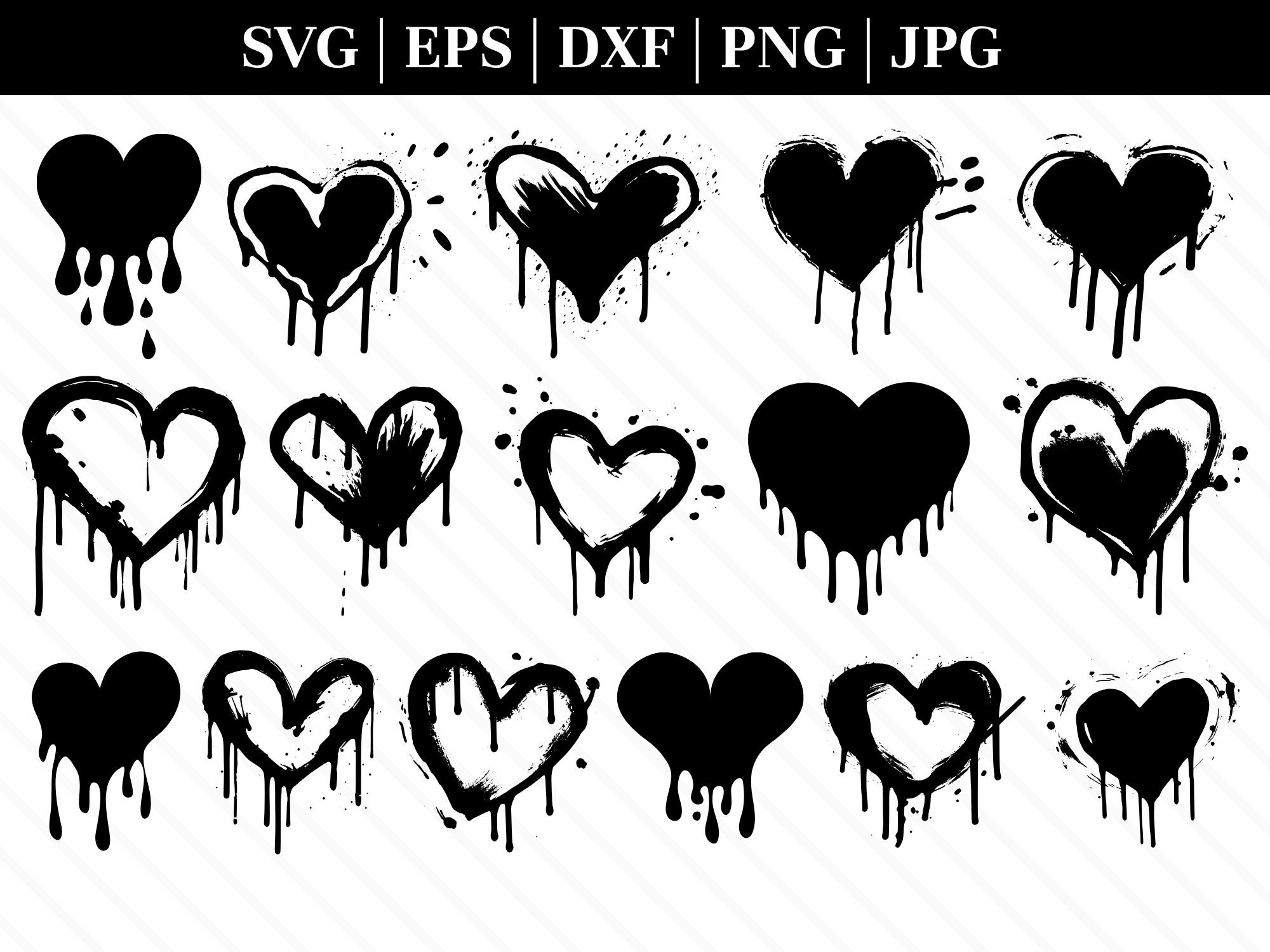 Melting Heart SVG, Black Dripping Heart Clipart, Heart Cut File ...