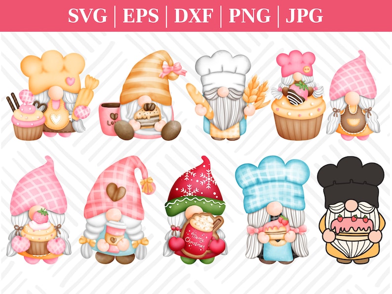 Cooking Gnome Svg, Chef Gnome Svg, Gnomes Svg Kitchen, Svg Baking Gnome ...