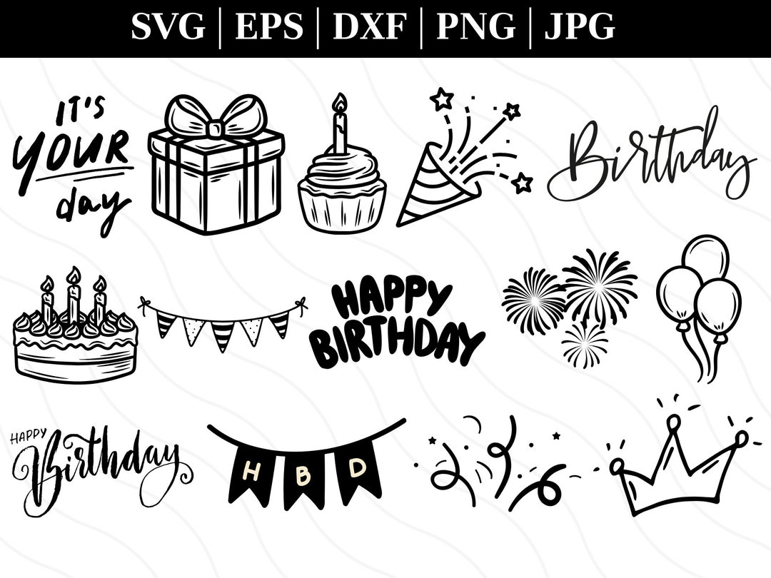 Birthday Doodle SVG Bundle, Birthday SVG, Birthday Girl Svg,birthday ...