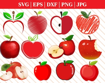 Apple Svg, Apple Clipart, Teacher Svg, School Svg, Silhouette Cut Files ...