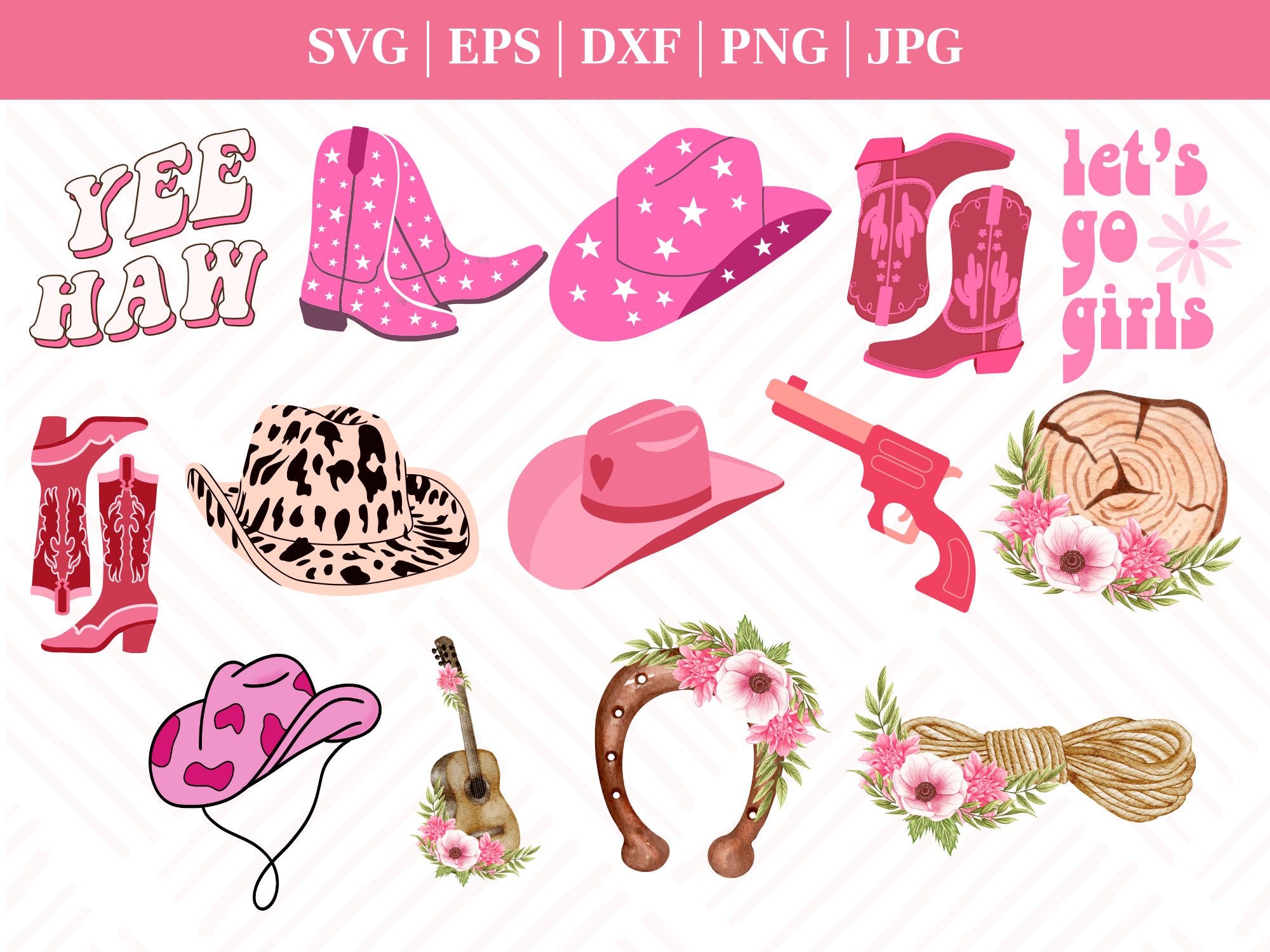 Cowgirl SVG Bundle, Cowgirl Hat SVG, Cowgirl Boots Svg, Horseshoe Svg ...