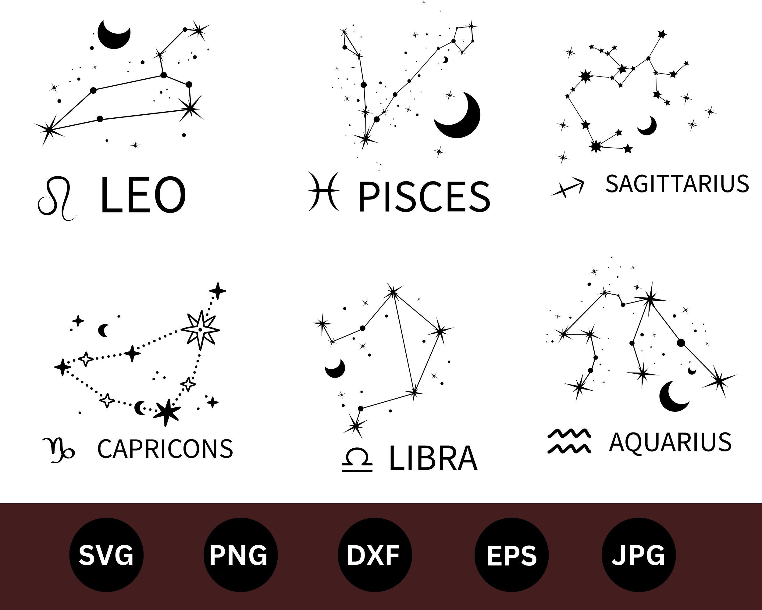 Star Zodiac Svg,zodiac Constellation Svg- Png,astrology Svg,zodiac Sign ...