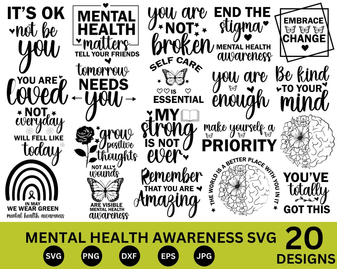 Mental Health Svg Bundle, Mental Health Awareness, Positive Svg ...